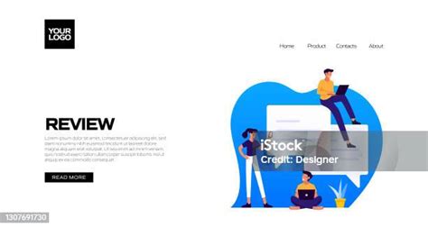 방문 페이지 템플릿 웹 사이트 배너 광고 및 마케팅 자료 온라인 광고 비즈니스 프레젠테이션 등에 대한 고객 리뷰 개념 벡터 일러스트레이션 좋아요 단추에 대한 스톡 벡터 아트