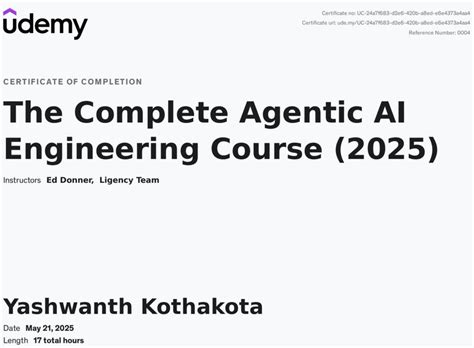🚀 just completed the complete agentic ai engineering course on udemy