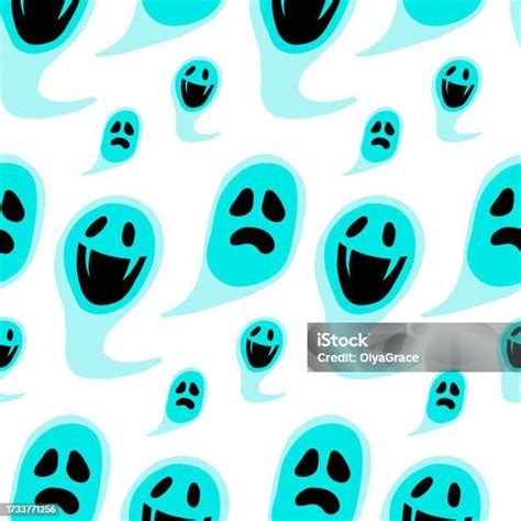 벡터 고스트 원활한 패턴입니다 할로윈 으스스한 스카프는 흰색 배경에 분리되어 있습니다 계절 디자인 직물 장식 또는 인사말 카드에