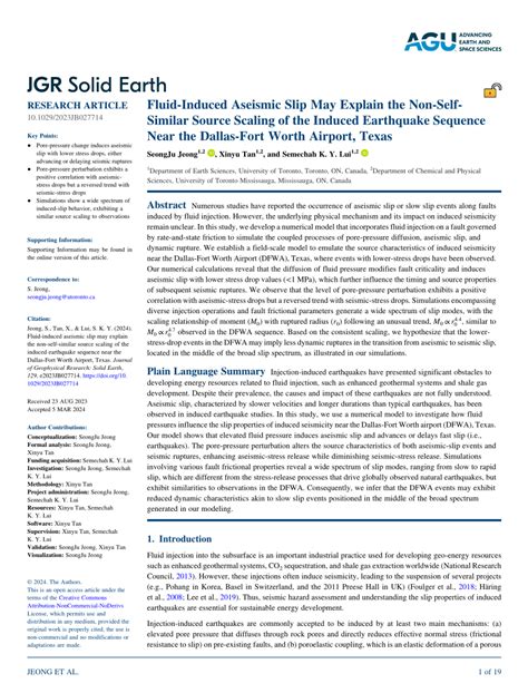 Pdf Fluid‐induced Aseismic Slip May Explain The Non‐self‐similar Source Scaling Of The Induced