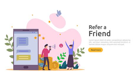 친구 전략 및 제휴 마케팅 개념을 참조하십시오 추천 비즈니스 파트너십을 공유하고 돈을 벌 수 있습니다 웹 방문 페이지 배너 포스터 인쇄 미디어용 템플릿 개념에 대한 스톡