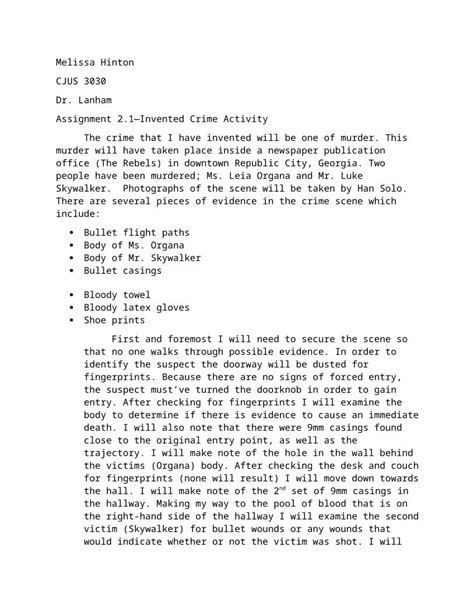 Docx Invented Crime Activity Field Notes Crime Scene Notes