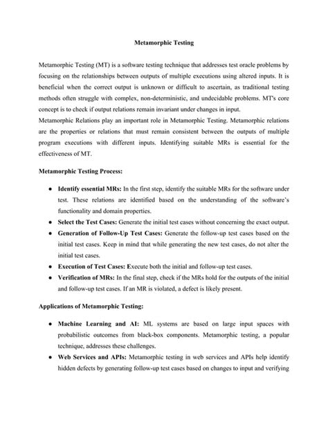 Enhancing Software Reliability Through Metamorphic Testing Pdf