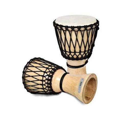 Brown Wooden Clapbox Djembe Mango Wood 14 Inches Natural O2