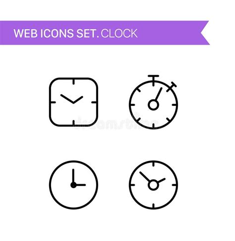 Clock Thin Line Icon Time Vector Illustration Isolated On White Dial Outline Style Design