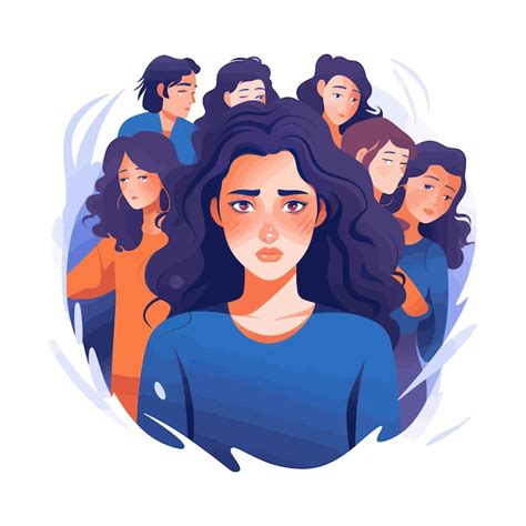 Premium Vector Sad Girl With Group Of People Vector Illustration In