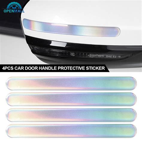 Openmall สติกเกอร์ติดมือจับประตูรถยนต์ ป้องกันรอยขีดข่วน หลากสี 4 ชิ้น C2n9 Shopee Thailand