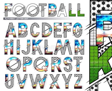 Football Alphabet Colorful Stadium Letters Stock Illustration