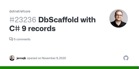 Dbscaffold With C 9 Records · Issue 23236 · Dotnetefcore · Github