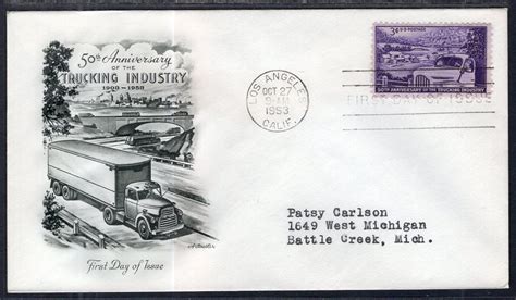 Us 1025 Trucking Artmaster Typed Fdc United States General Issue Stamp Hipstamp