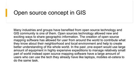 Open Concept In Gis And Open Source Software For Gis Analysis Ppt