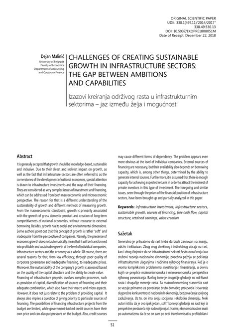 Pdf Challenges Of Creating Sustainable Growth In Infrastructure