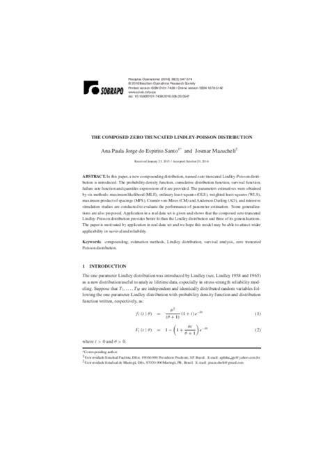 Pdf The Composed Zero Truncated Lindley Poisson Distribution