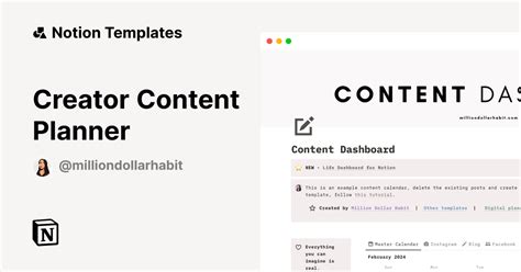 Creator Content Planner Template Notion Marketplace