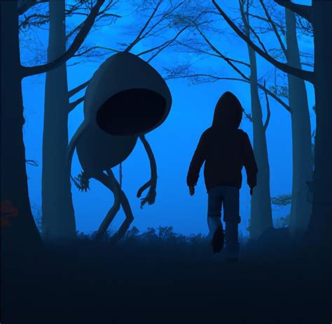 Premium Ai Image Black Shadow Chasing A Little Boy Down A Forest