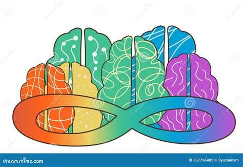 Neurodiversity Symbol Brainstorming Creative Thinking Sign Colorful Human Minds And Infinity