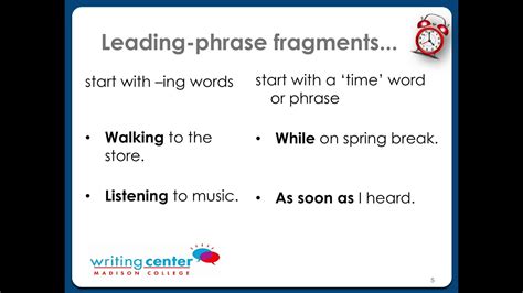 Sentence Fragment Madison College Writing Center Youtube