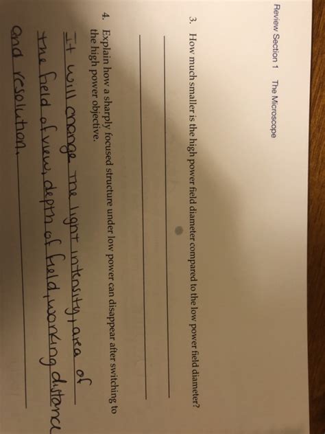 Solved 3 How Much Smaller Is The High Power Field Diameter
