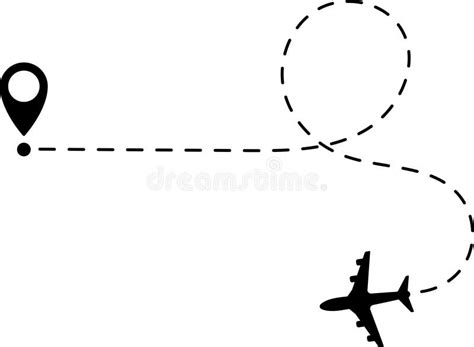 Airplane Flight Route With Start And End Point And Dash Line Trace Air Plane Line Path Vector