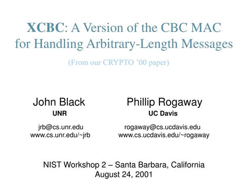 ppt xcbc a version of the cbc mac for handling arbitrary length messages powerpoint