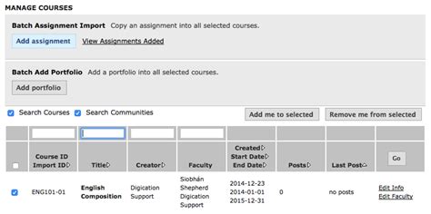 Manage Courses Digication Classic