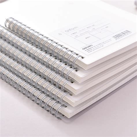 得力大中小号简约螺旋记事本 A6 A5 B5胶套pp面笔记本文具便携迷你线圈本子点阵横线方格学生磨砂透明 虎窝淘