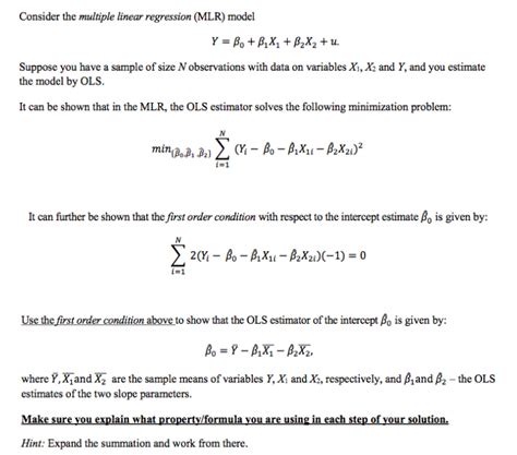 Solved Consider The Multiple Linear Regression Mlr Model Y