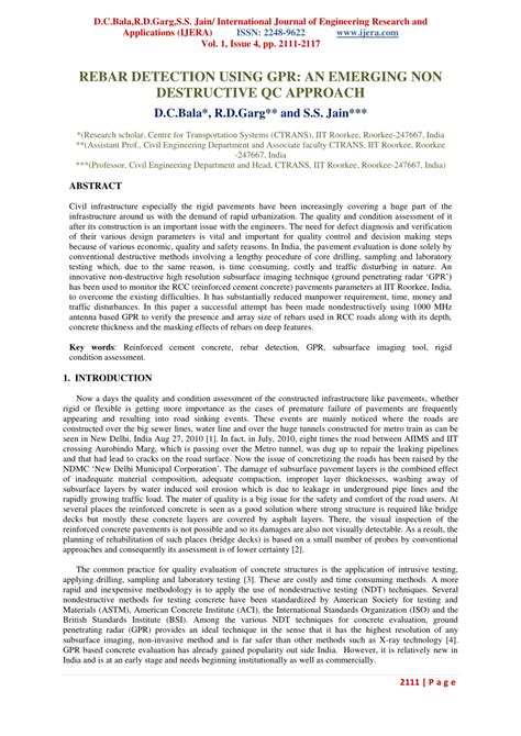 Pdf Rebar Detection Using Gpr An Emerging Non Destructive Qc Approach