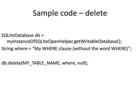 Ppt Sqlite Database Powerpoint Presentation Free Download Id5463647