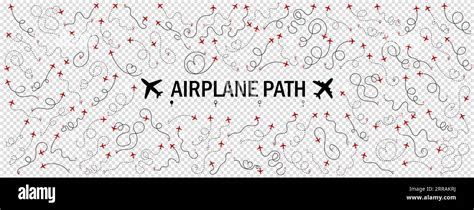 Airplane Or Aeroplane Routes Path Big Set Travel Concept From Start