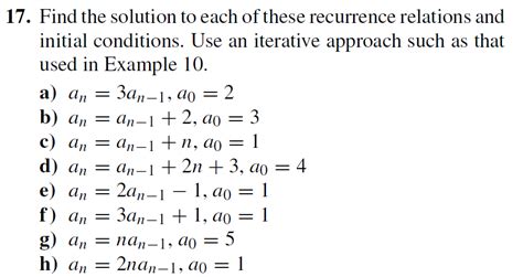 find the solution to each of these recurrence