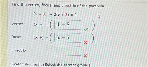 Solved Find The Vertex Focus And Directrix Of The Chegg Com