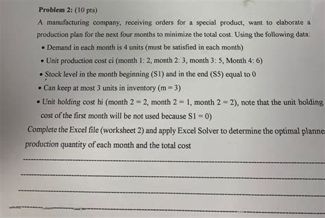 Solved Problem 2 10 Pts A Manufacturing Company Chegg