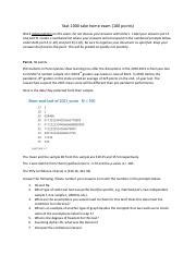 Stat Final Part Pdf Stat Take Home Exam Points Work Independently On This Exam