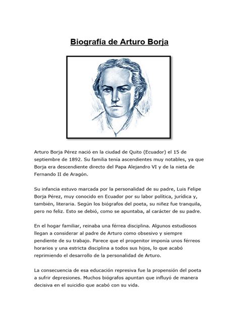 Biografía De Arturo Borja Pdf