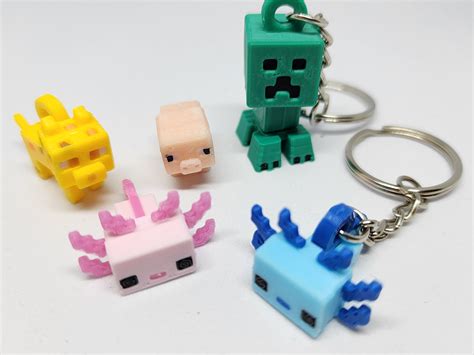 Minecraft Inspired Axolotl Mini Figure Kit Card Keychain By Chiz Download Free Stl Model