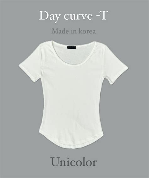 비침x연두부촉감 Day Curve T 밑단굴림 슬림 유넥 반팔 티셔츠 반소매티셔츠 에이블리