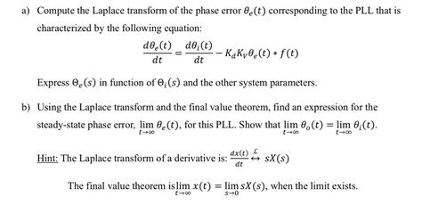 Solved A Compute The Laplace Transform Of The Phase Error Chegg