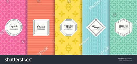 Vector Geometric Seamless Patterns Collection Set Stock Vector Royalty Free 1907826397