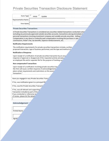 Private Securities Transaction Disclosure Statement Connexien