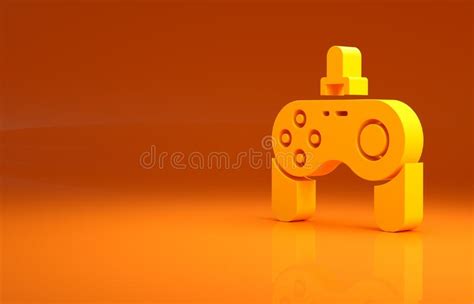 Yellow Gamepad Icon Isolated On Orange Background Game Controller