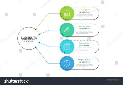 Workflow Diagram Four Rounded Elements Connected Stock Vector Royalty Free 1425863516