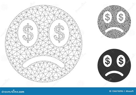 Sad Business Smiley Vector Mesh 2d Model And Triangle Mosaic Icon Stock Vector Illustration Of
