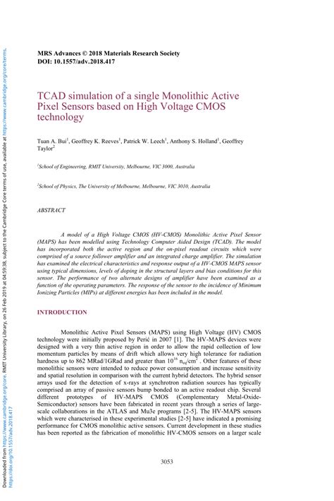 Pdf Tcad Simulation Of A Single Monolithic Active Pixel Sensors Based On High Voltage Cmos