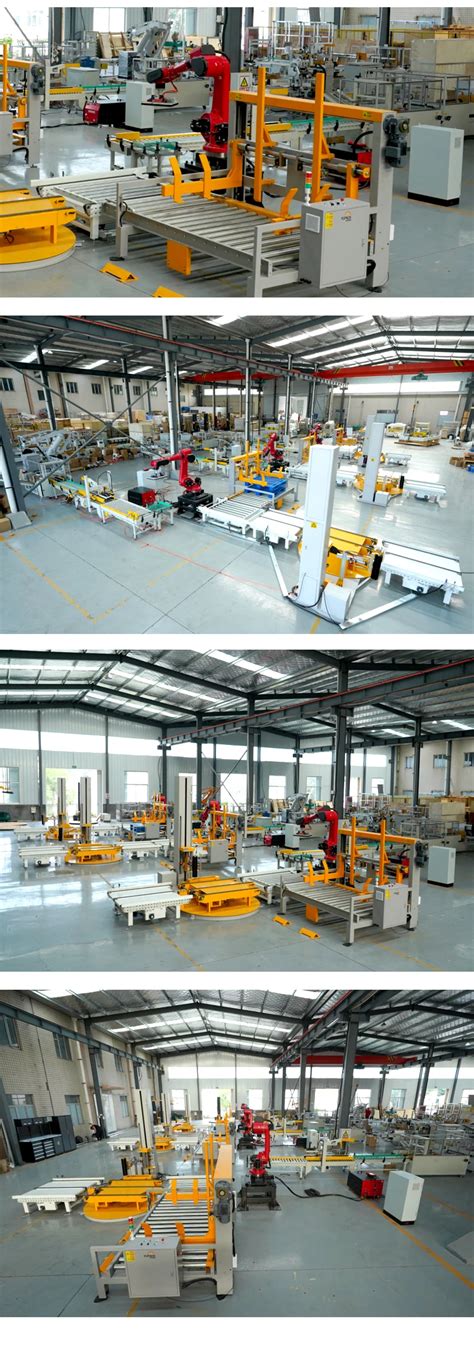 Industrial Fully Automatic Robotic Palletizing System For Food Cosmetic Factory With Pallet