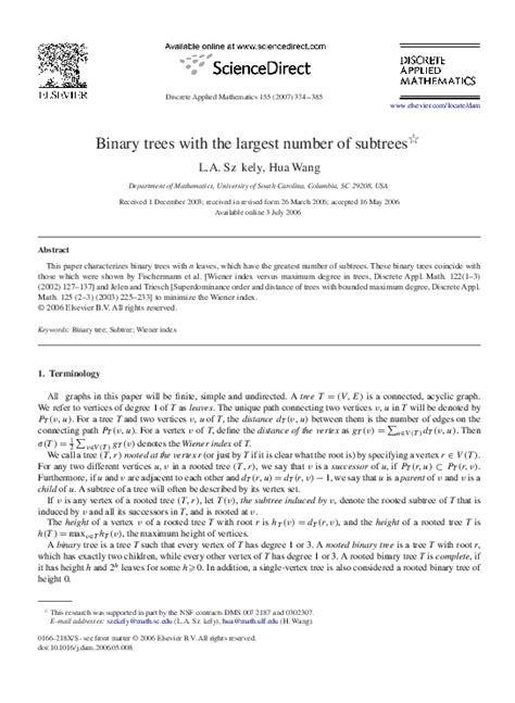 pdf binary trees with the largest number of subtrees laszlo szekely