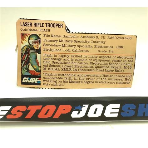 1982 Vintage Arah Gi Joe Flash V1 File Card F Model Train Parts