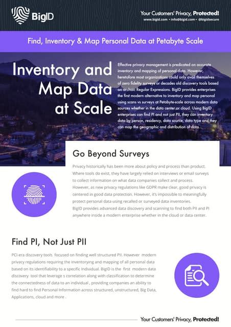 Bigid Data Inventory And Data Mapping Data Sheet Pdf