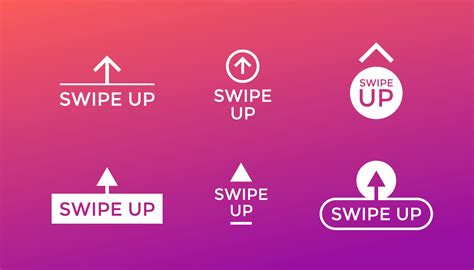 Swipe Up Button Icon Set On Gradient Background Application And Social