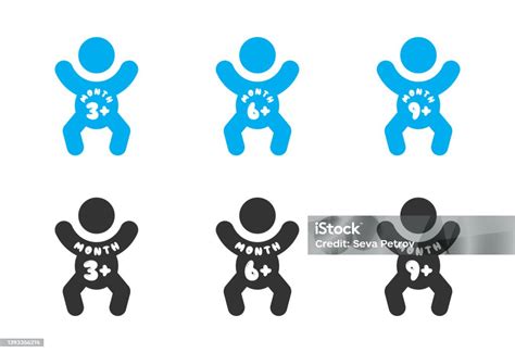 아기의 나이 아이콘입니다 어린이 연령 기호 아기 기호 3 6 9 개월 벡터 일러스트레이션 6에 대한 스톡 벡터 아트 및 기타 이미지 Istock